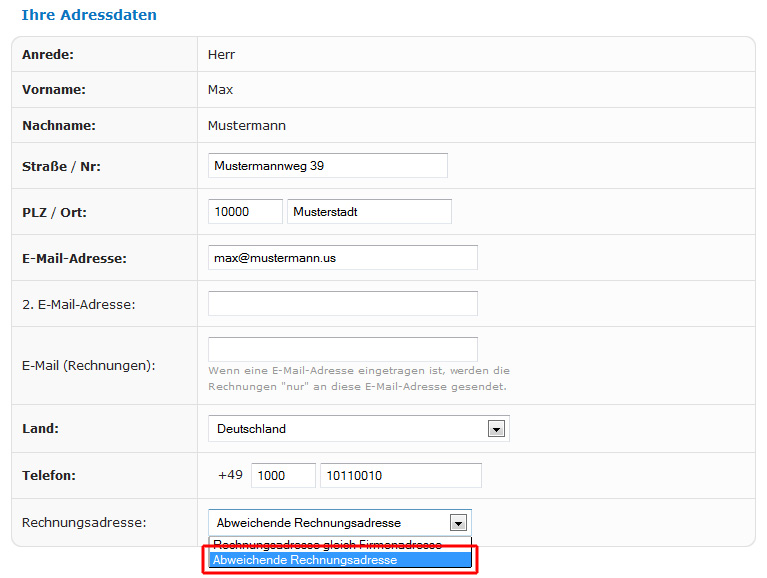 Wie hinterlege ich eine abweichende Rechnungsadresse? - Echter Service ...