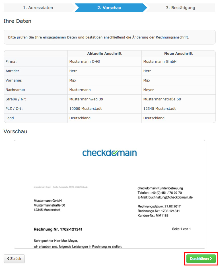 Rechnung Andern