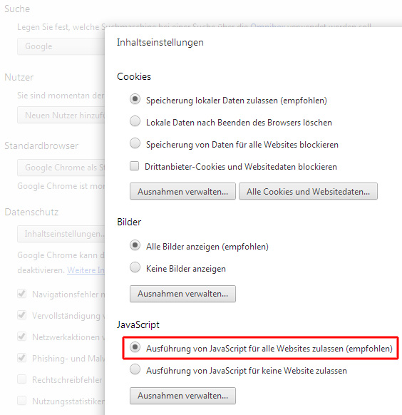 Wie aktiviere ich Javascript im Browser? - Echter Service - checkdomain